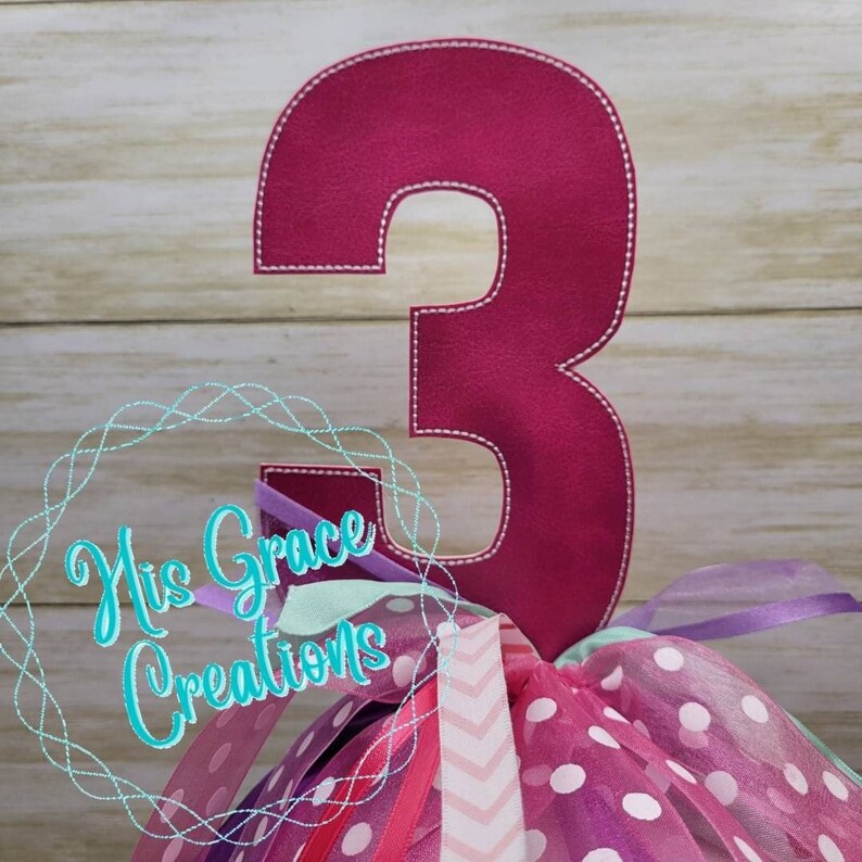 Birthday Cake Topper Number Three 3rd Birthday in the Hoop - Etsy