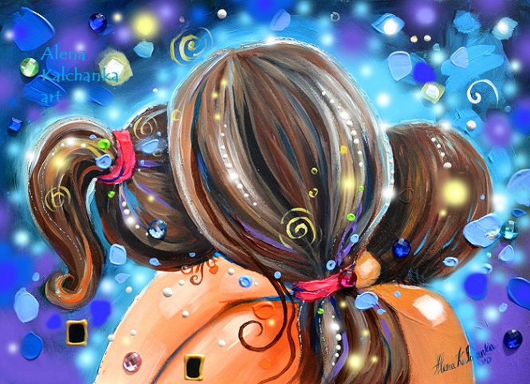 Two Children With Their Mother Art. Maternal Art, Boy and Girl Decor ...