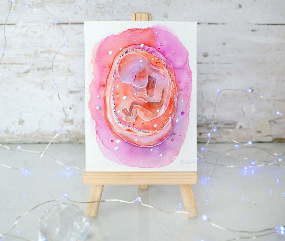 Original Painting Newborn Baby, Womb, Pregnancy, Premature Baby ...