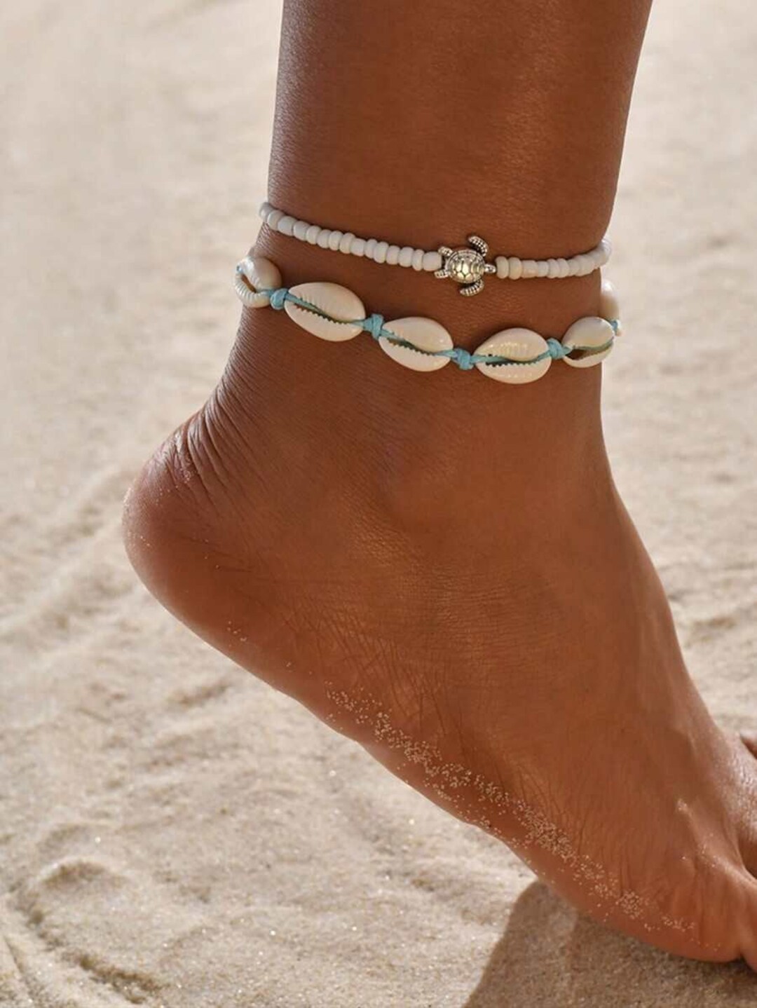Set of Cowry Shell Anklets Beads Turtle - Etsy
