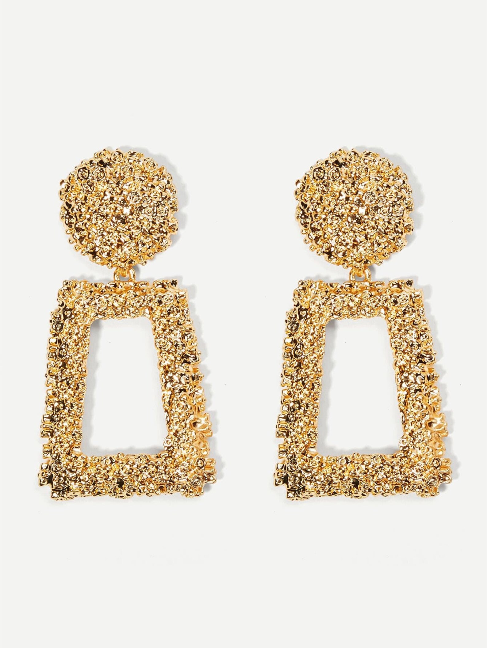 Geometric Square Gold Earrings / Women Earrings With Texture - Etsy