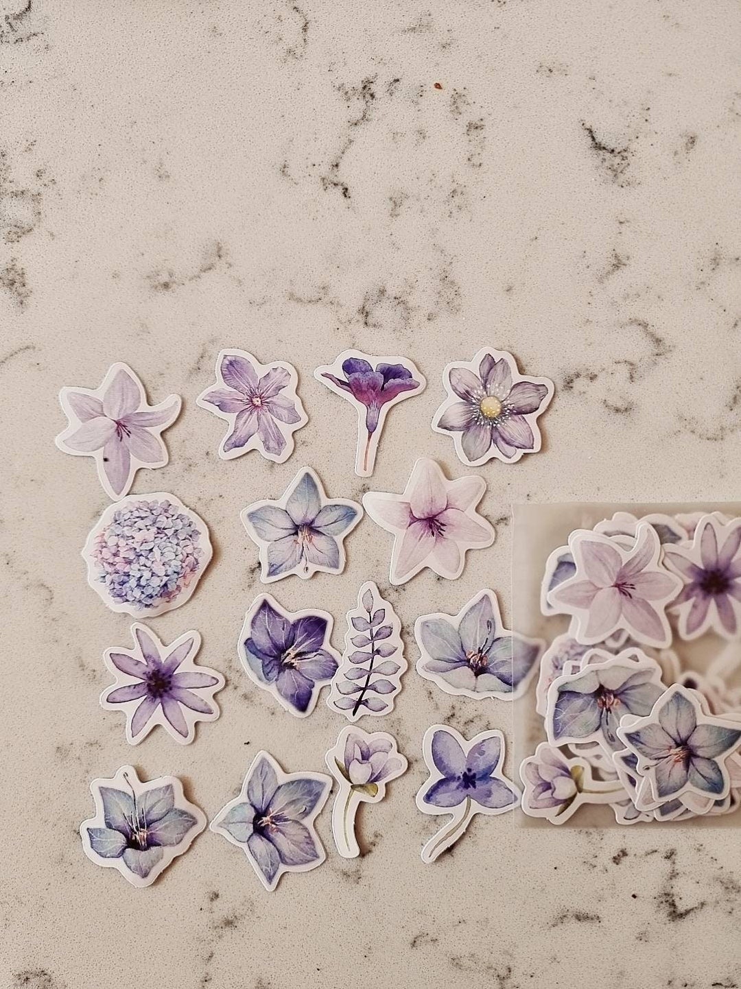 Purple Flowers Sticker Pack, Purple Floral Stickers, Planner and ...