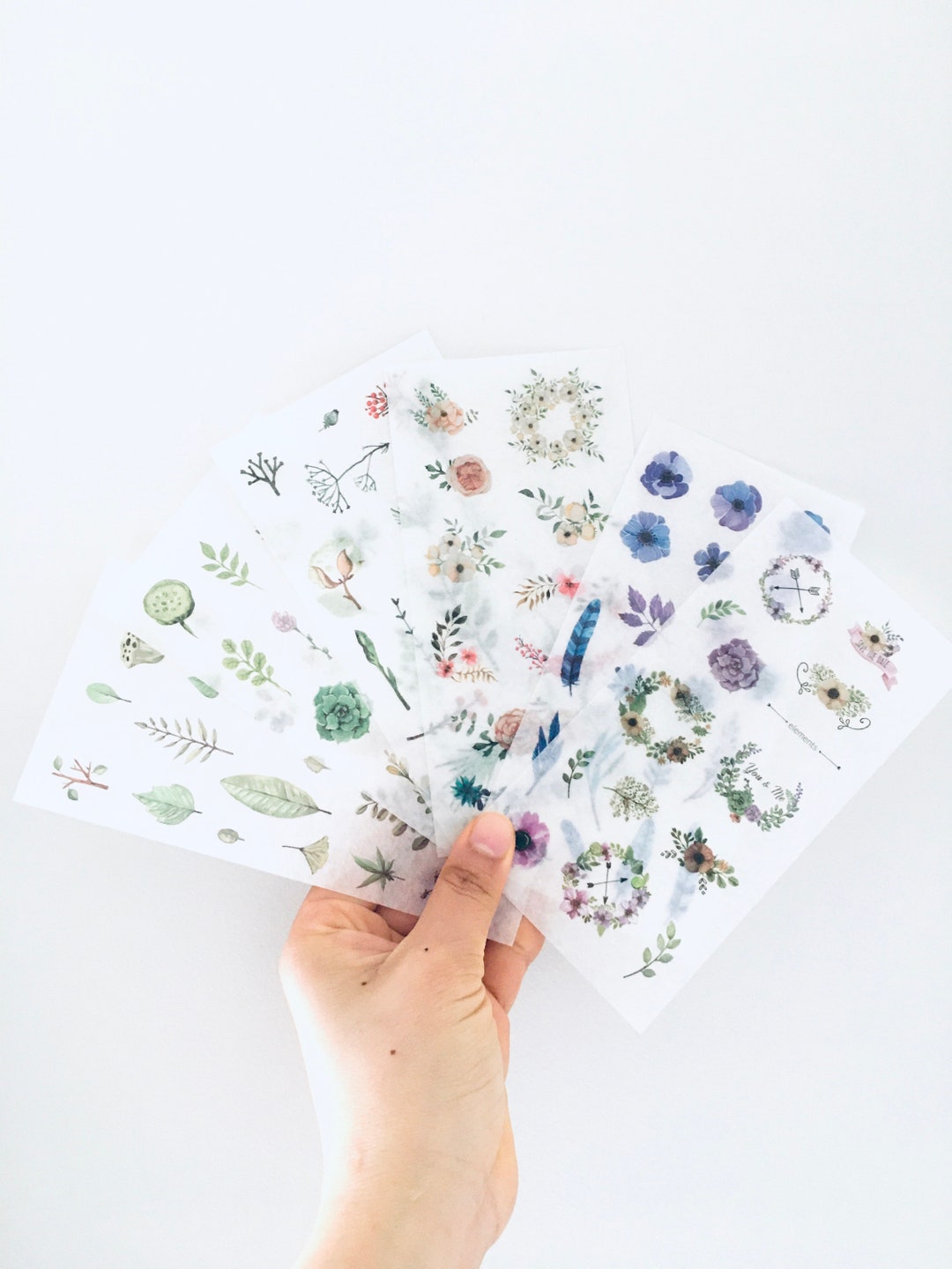 Nature Stickers, Various Colors Flowers Stickers, Grass Stickers ...