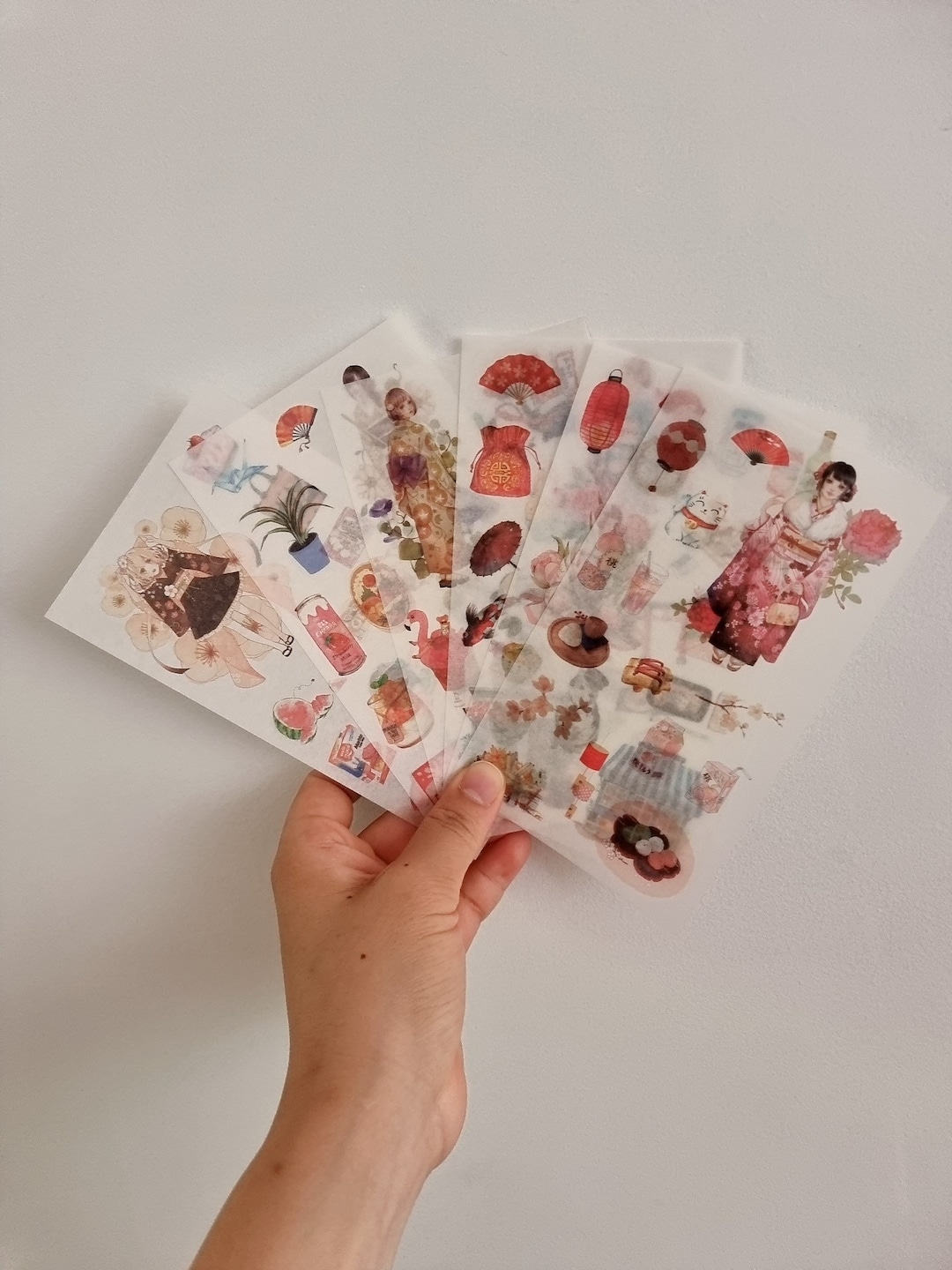 80pcs Japanese Culture Stickers, Kimono Stickers, Japanese Food Stickers, Japanese Building ...