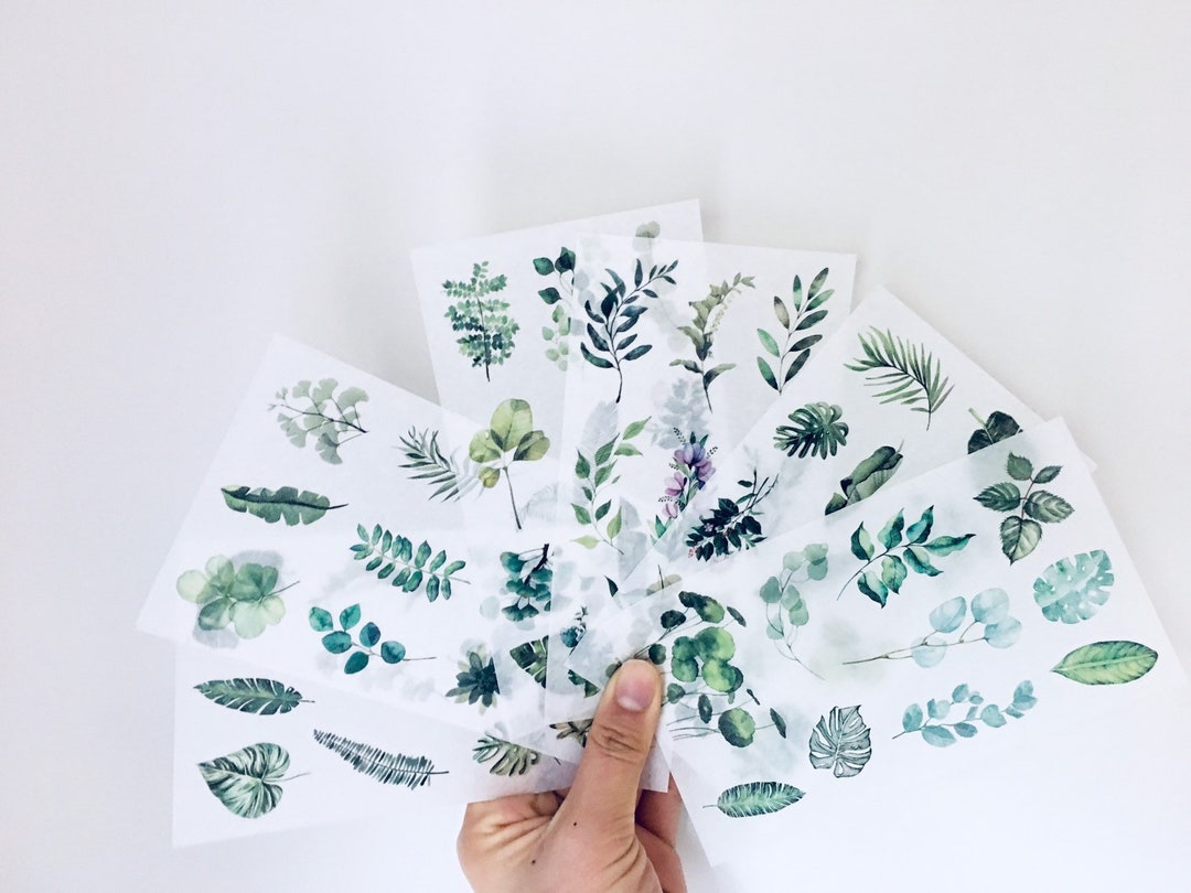 Leaves Washi Stickers, Green Leaf/leaves Washi Stickers, Set 6 Sheets ...