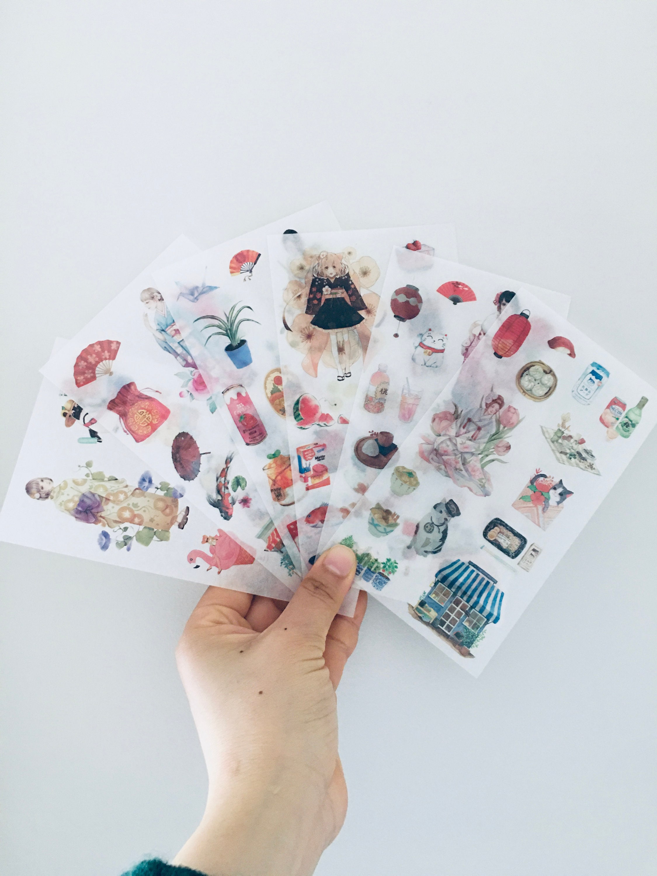 Japanese Theme Washi Stickers Japanese Lucky Cats Stickers | Etsy