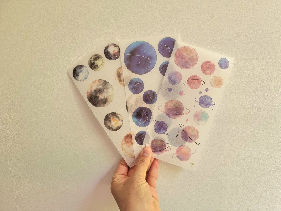 Galaxy Planet Stars Sticker, Pretty Lonely Planets Stickers, Solar ...
