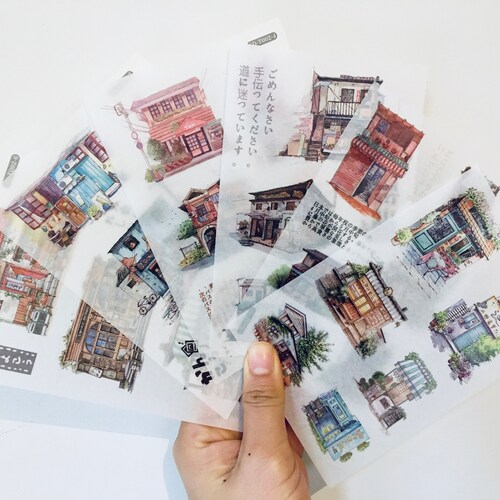 Japanese Building Stickers Japanese Home and Shops Washi - Etsy