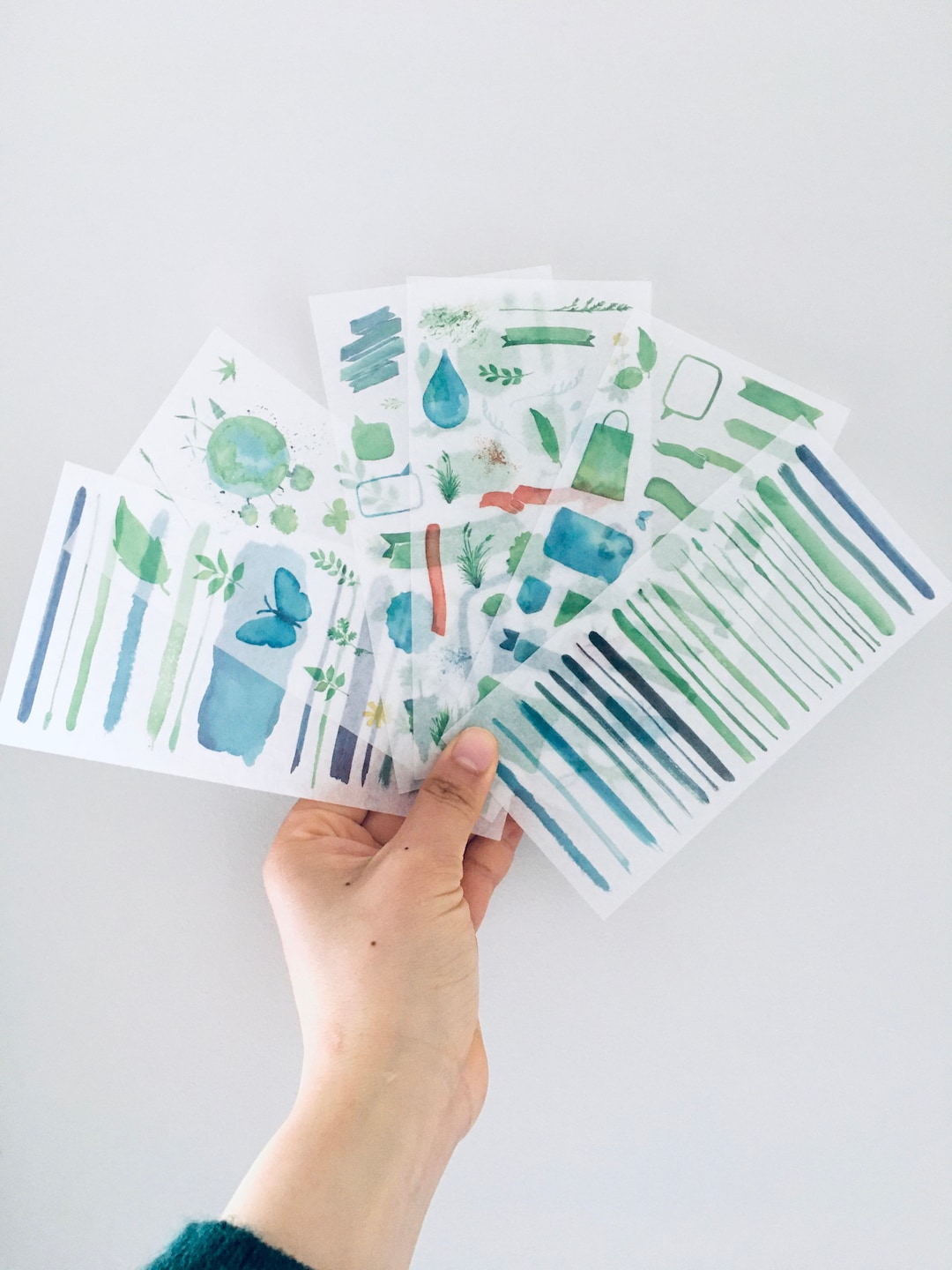 Green Themed Stickers, Green Lines Stickers, Nature Stickers - Etsy