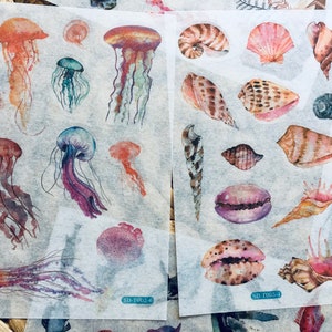 Sea Animals Stickers, Seashells Stickers, Sea Creatures Stickers ...