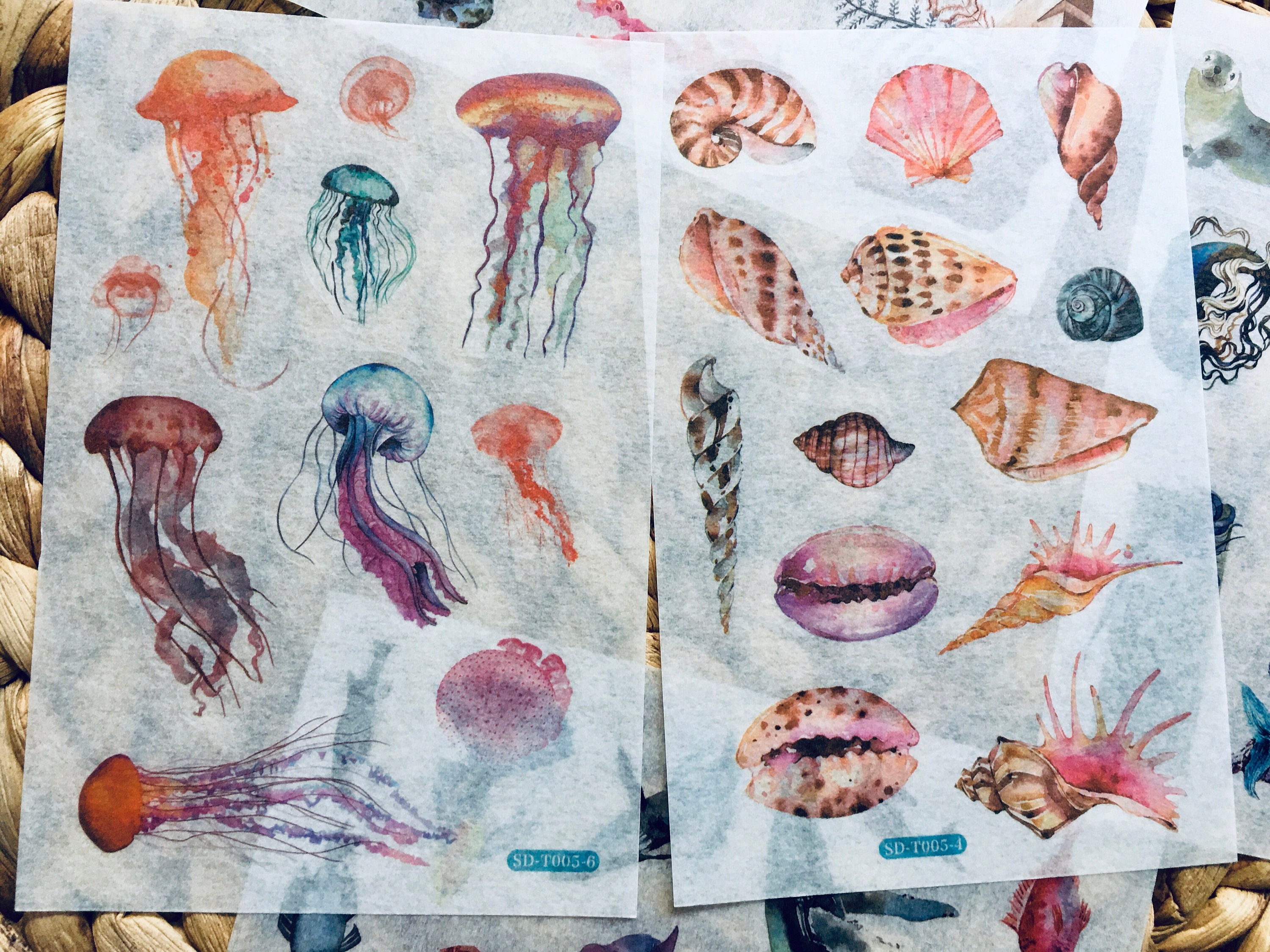 Sea Animals Stickers, Seashells Stickers, Sea Creatures Stickers ...