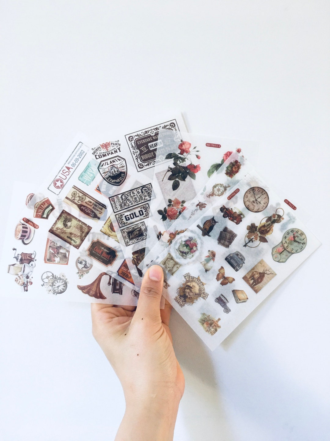 Beautiful Vintage Themed Stickers, Vintage Floral Stickers, Mixed ...