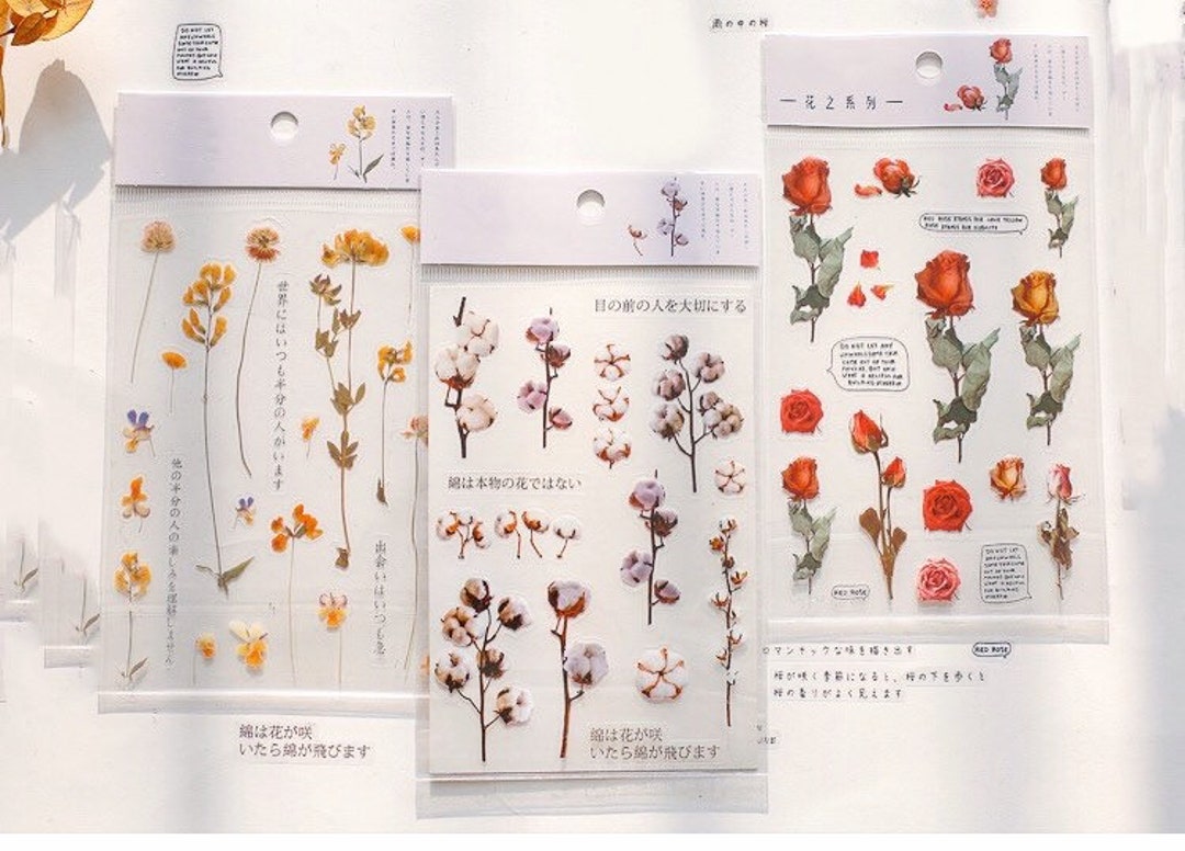 Floral Clear Stickers, Realistic Flower Stickers, Levant Cotton ...