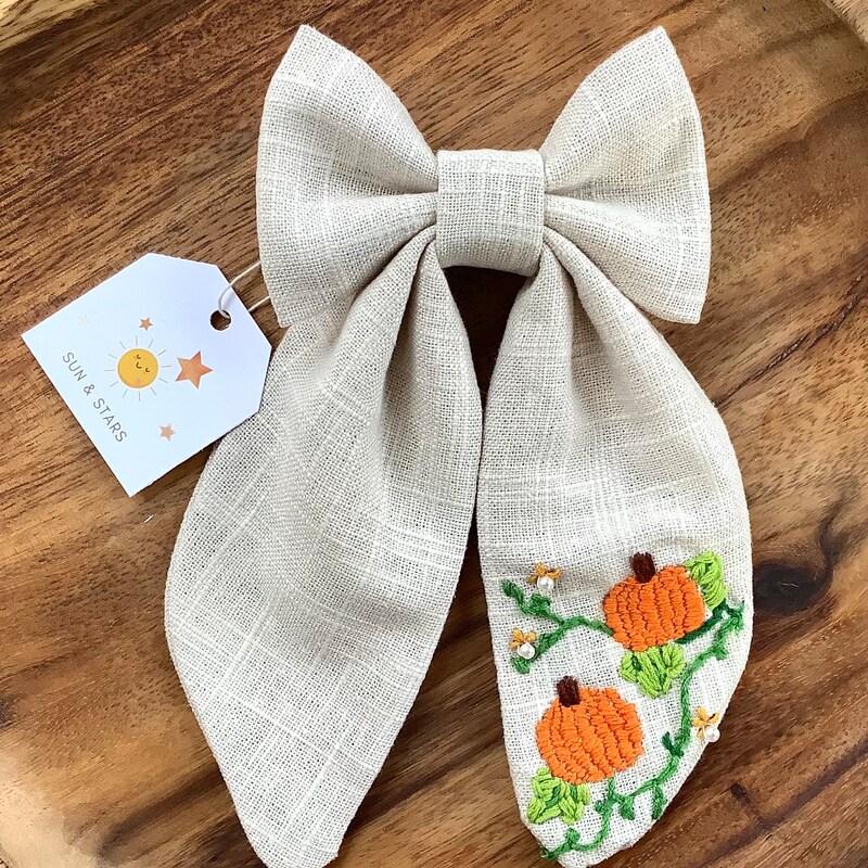 Embroidered Hair Bow - Etsy