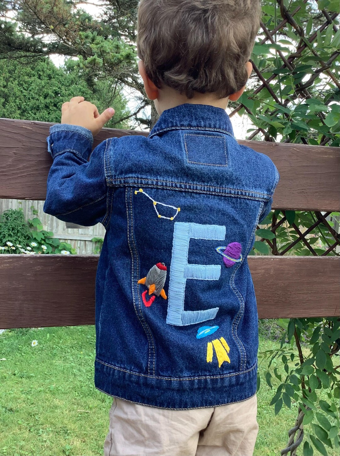 Custom Hand Embroidered Levi Denim Jacket, Personalized Jacket for Kids ...