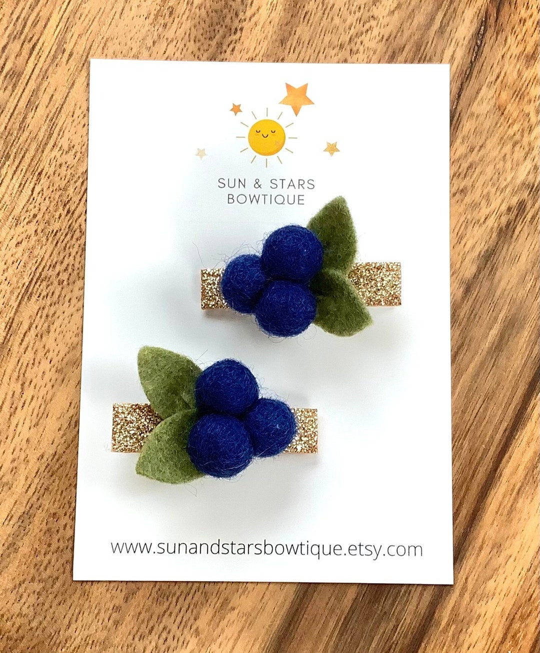 Felt Blueberry Pigtail Clips, Fruit, Picnic, Summer,4th of July,hair ...