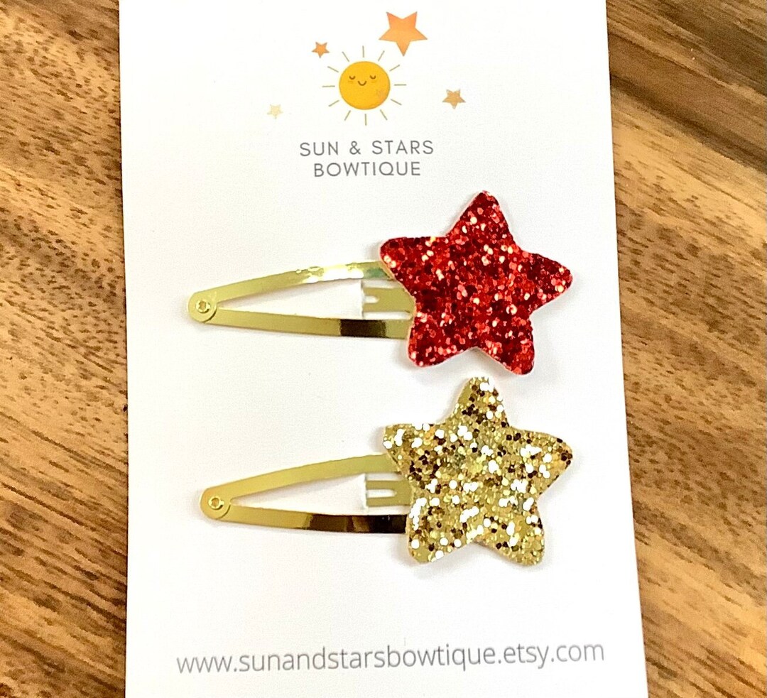 Star Hair Clips, Sparkly Hair Slides, Glitter Slides, Stocking Stuffer ...