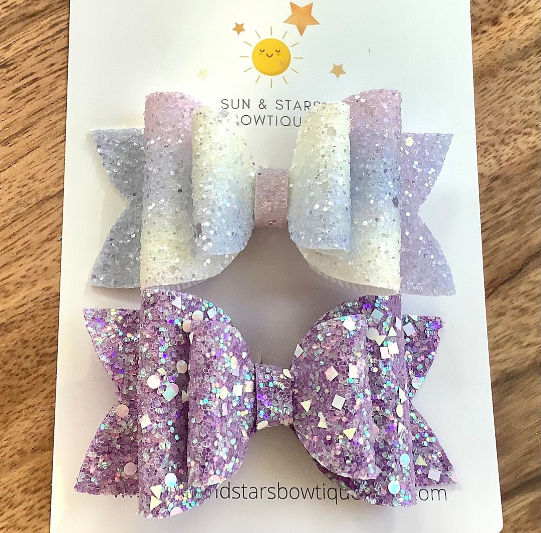 Purple Ombre Hair Bow, Purple Rainbow Hair Bow, Purple Confetti Hair ...
