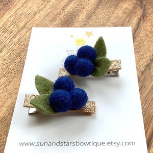 Felt Blueberry Pigtail Clips, Fruit, Picnic, Summer,4th of July,hair ...