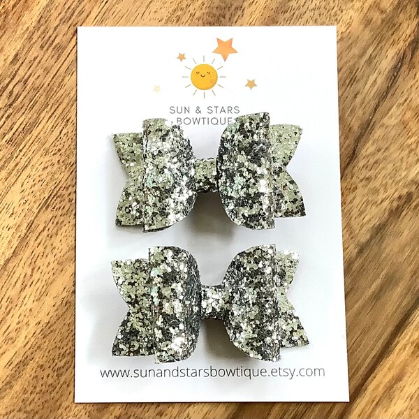 Silver Christmas Bow - Etsy