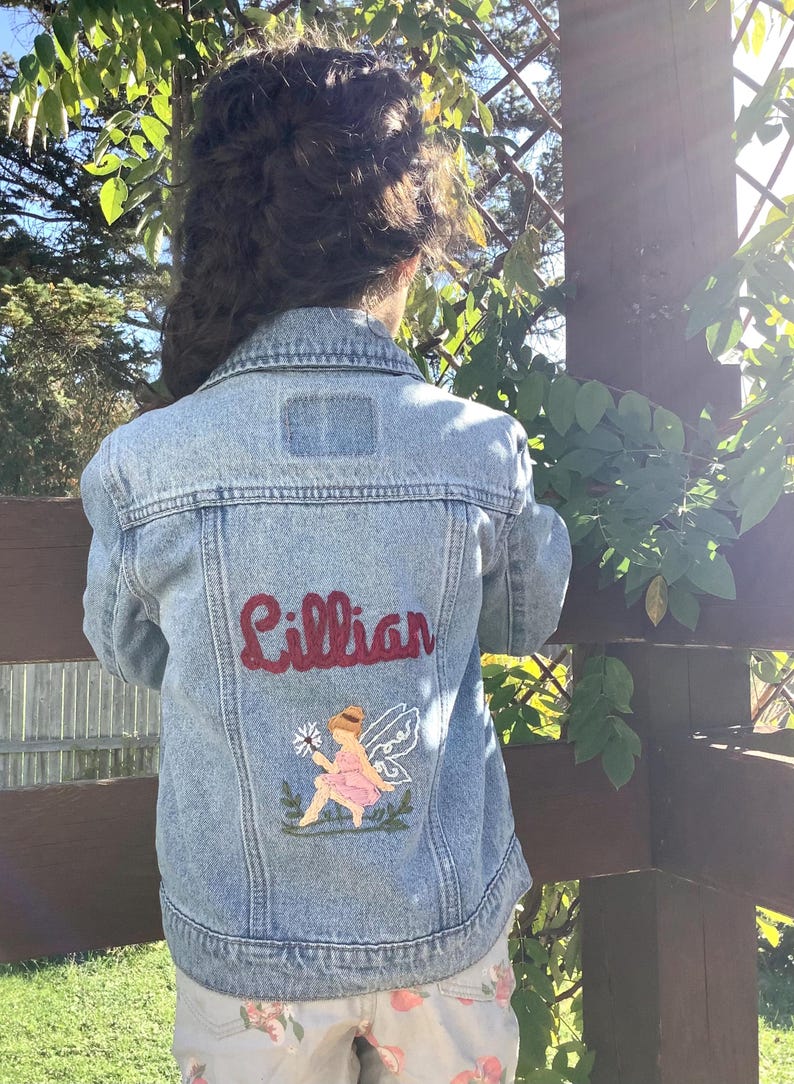 Custom Hand Embroidered Levi Denim Jacket, Personalized Jacket for Kids ...