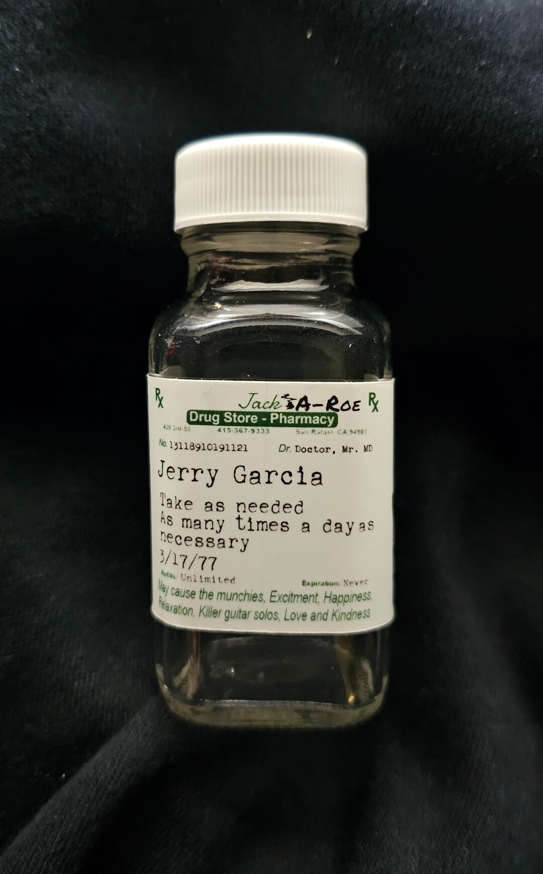 Grateful Dead Jerry Garcia 2oz Square Glass Scrip Stash Jar 1.25x3.5 ...