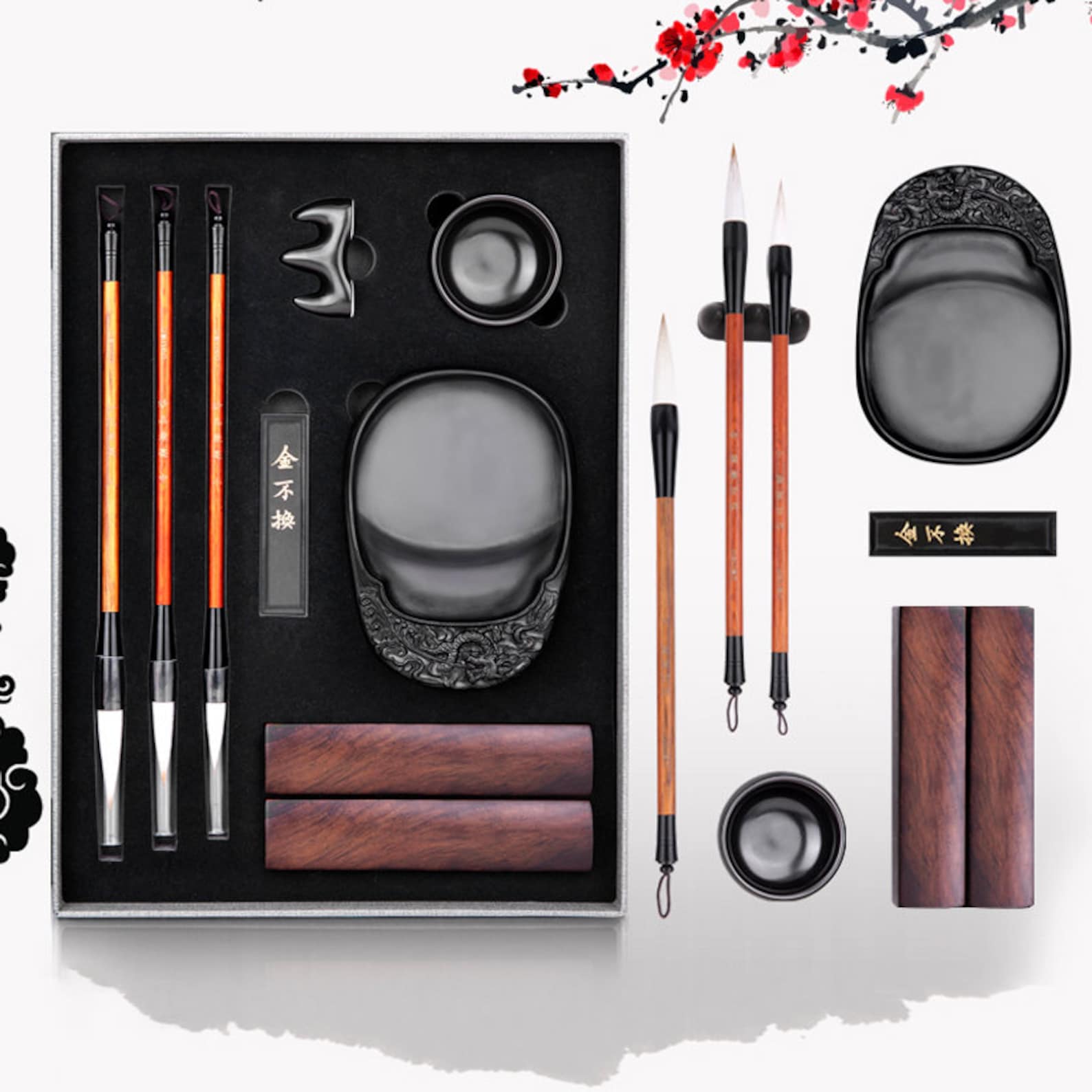 Chinese/japanese Calligraphy Brush Writing/painting Set With - Etsy
