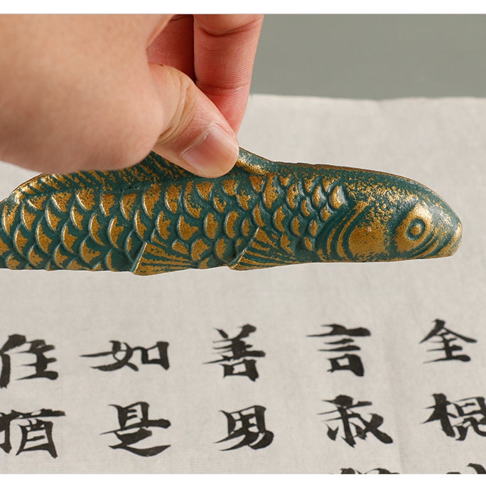Chinese Calligraphy Paperweight， Iron Paperweight, Brush Paintig ...