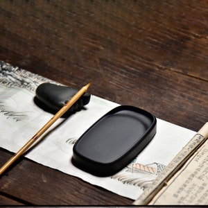 She Yan Inkstone,chinese Calligraphy Inkstone,natural Stone Calligraphy Ink Stone With Cover. - Etsy