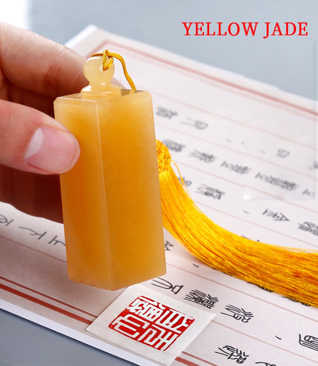 Natural Yellow Jade Name Seal, Stone Seal Carving, Chinese Stone Square ...