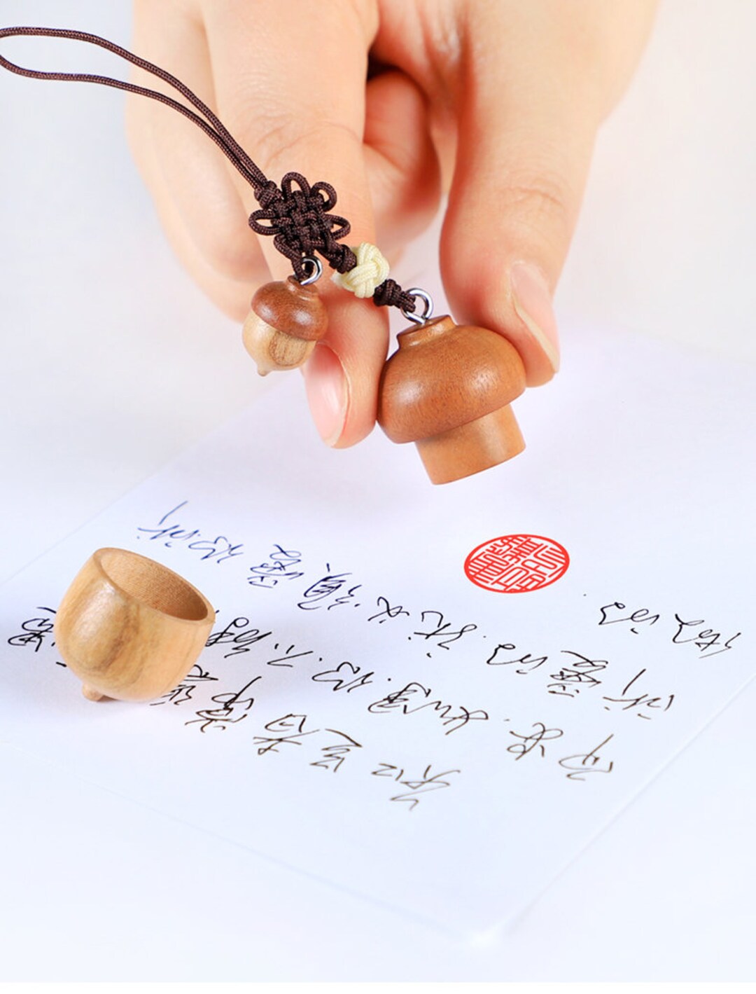 Chinese Acorn Wood Pendant Chop Seal , Chinese Custom Name Seal ...