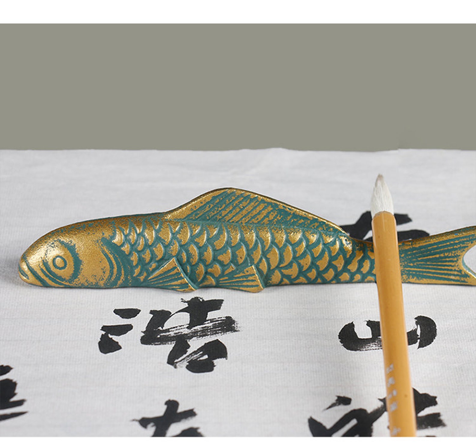 Chinese Calligraphy Paperweight， Iron Paperweight, Brush Paintig ...