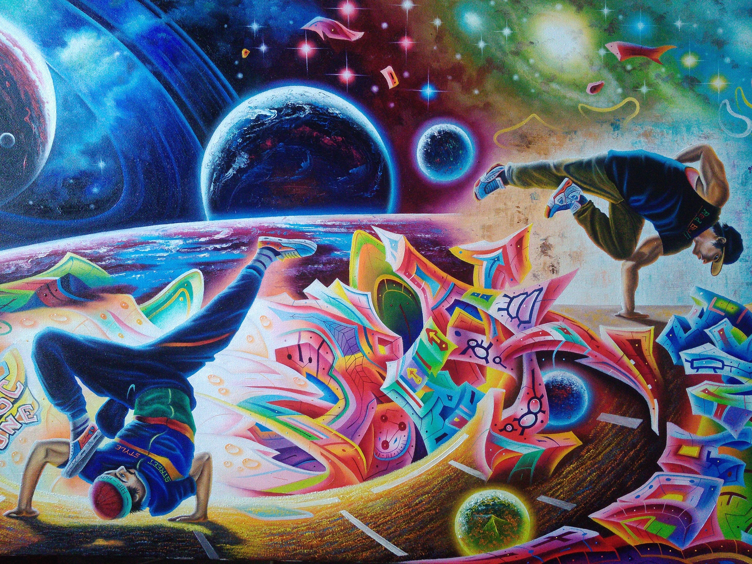 Graffiti Art Oil Painting Space Painting a Fantastic Plot | Etsy