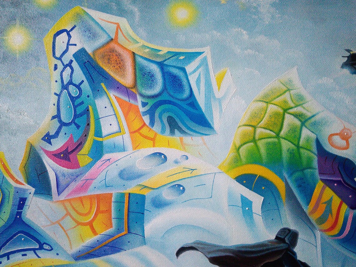 Oil Painting 4 Graffiti Art Space Painting a Fantastic Plot - Etsy