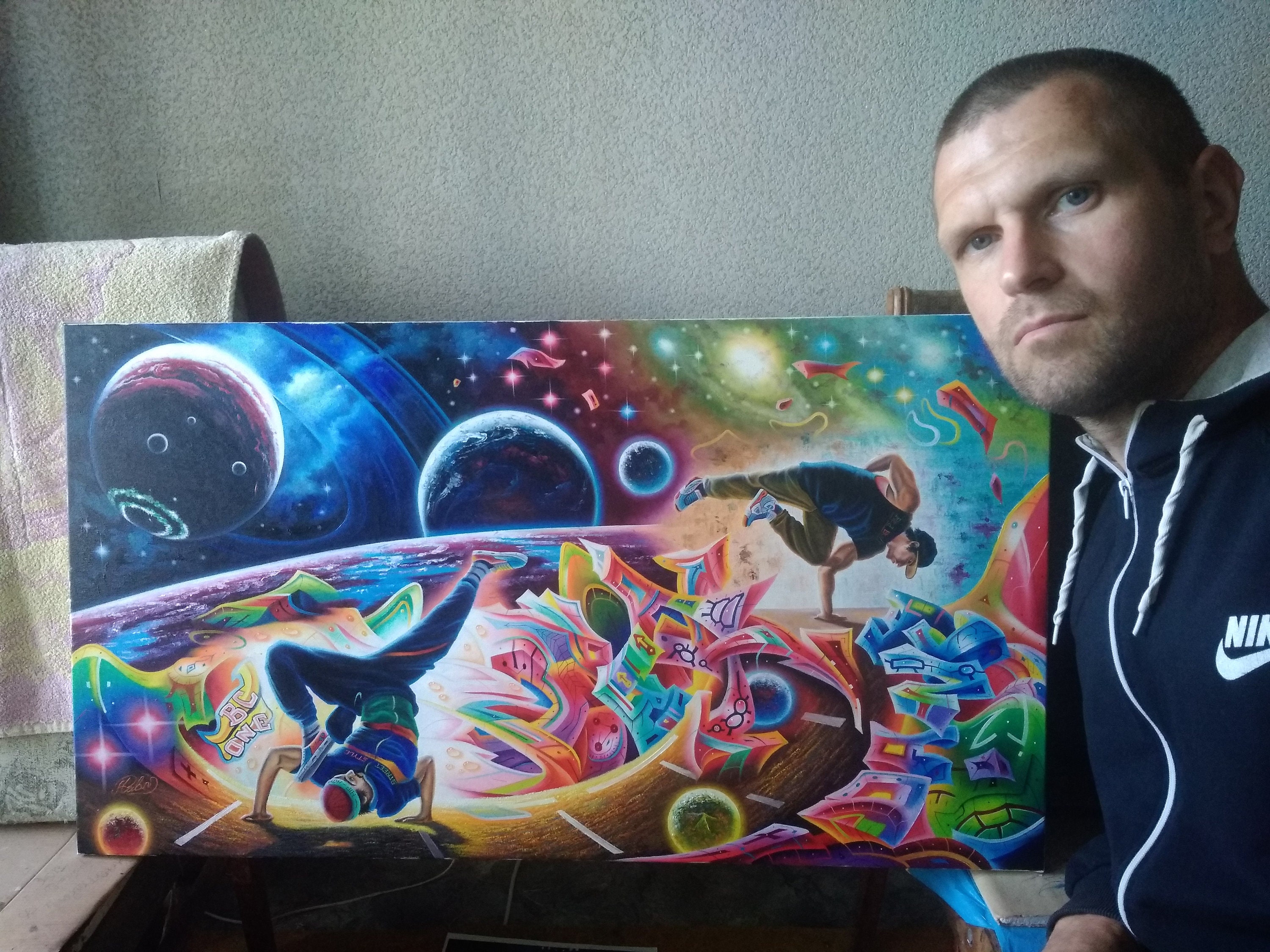 Breakdance Oil Painting: Graffiti Art, Fantasy Space Scene - Etsy