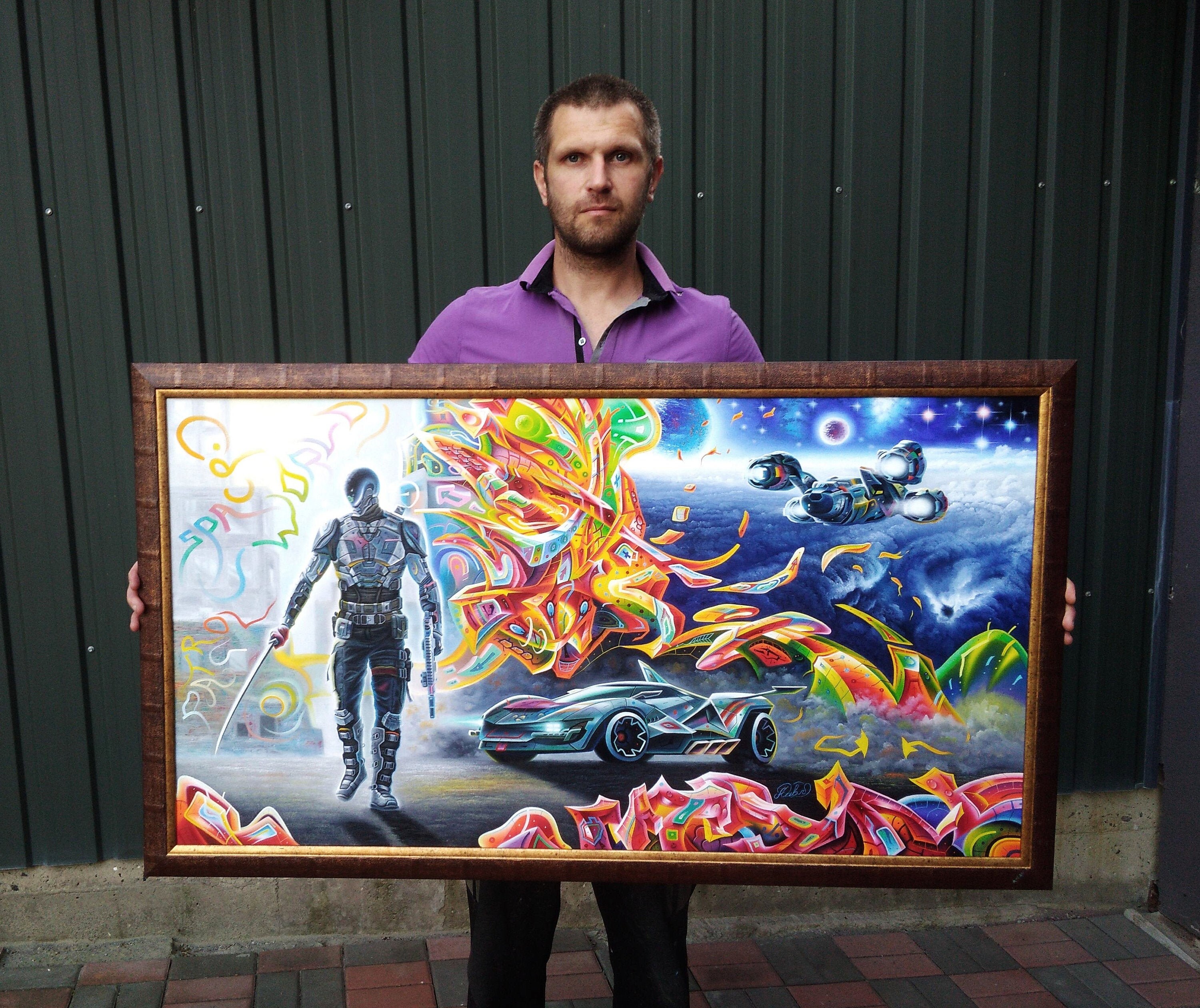 Oil Painting Graffiti Art Space Painting a Fantastic Plot | Etsy