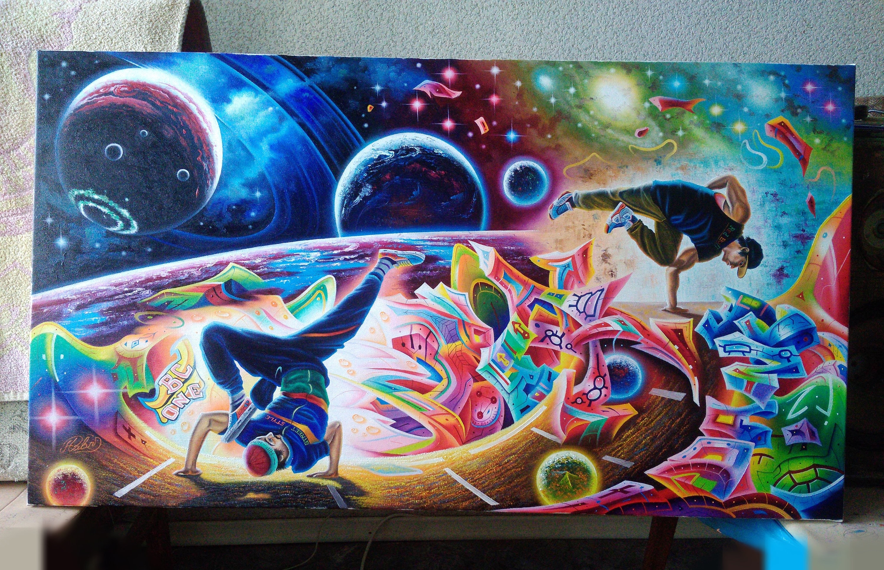 Graffiti Art Oil Painting Space Painting a Fantastic Plot | Etsy