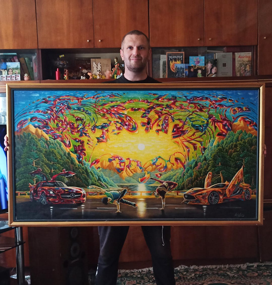 Fantasy Breakdance Oil Painting: Graffiti Art on Canvas. Original ...