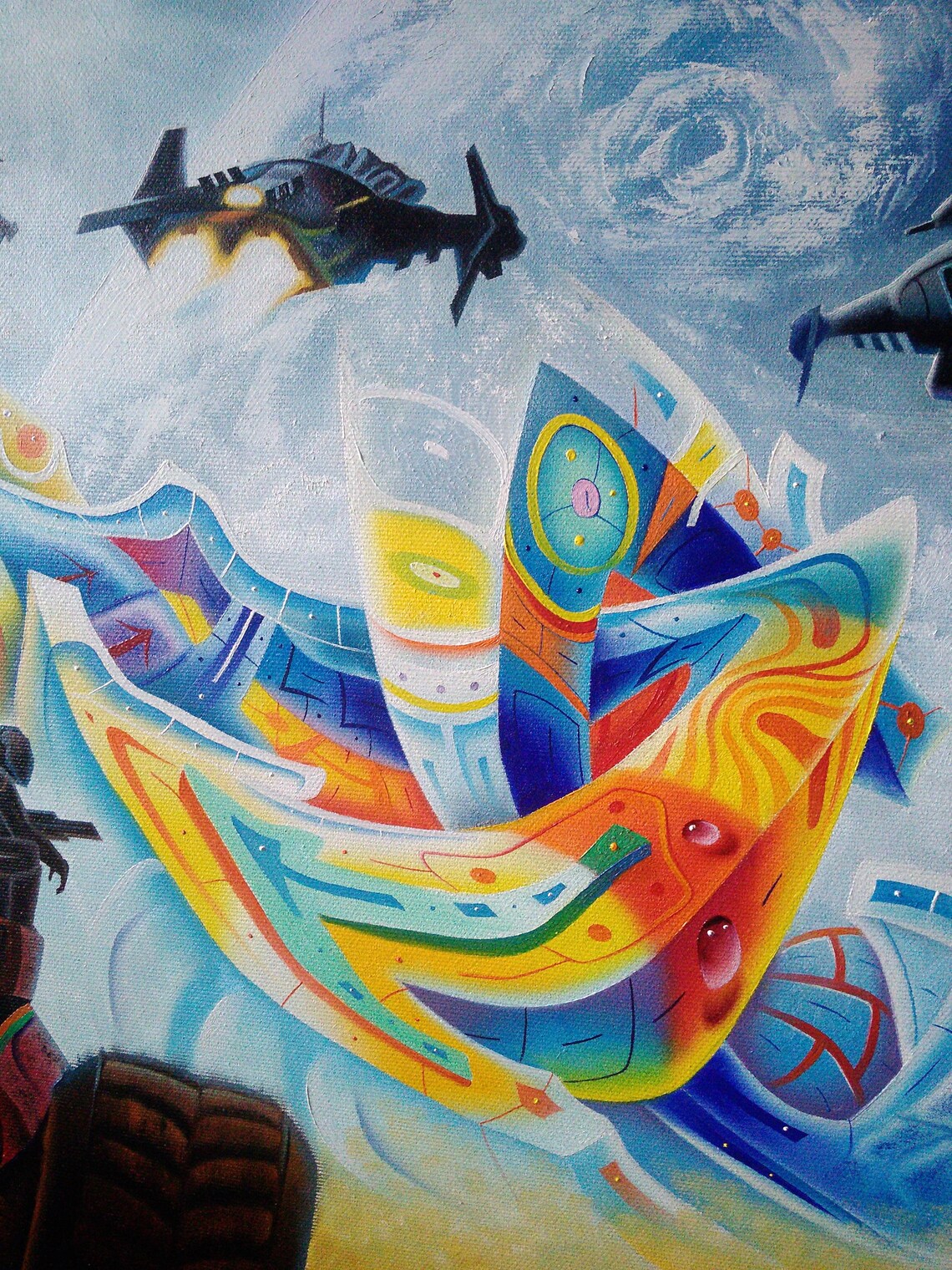 Oil painting 4 graffiti art space painting a fantastic plot | Etsy