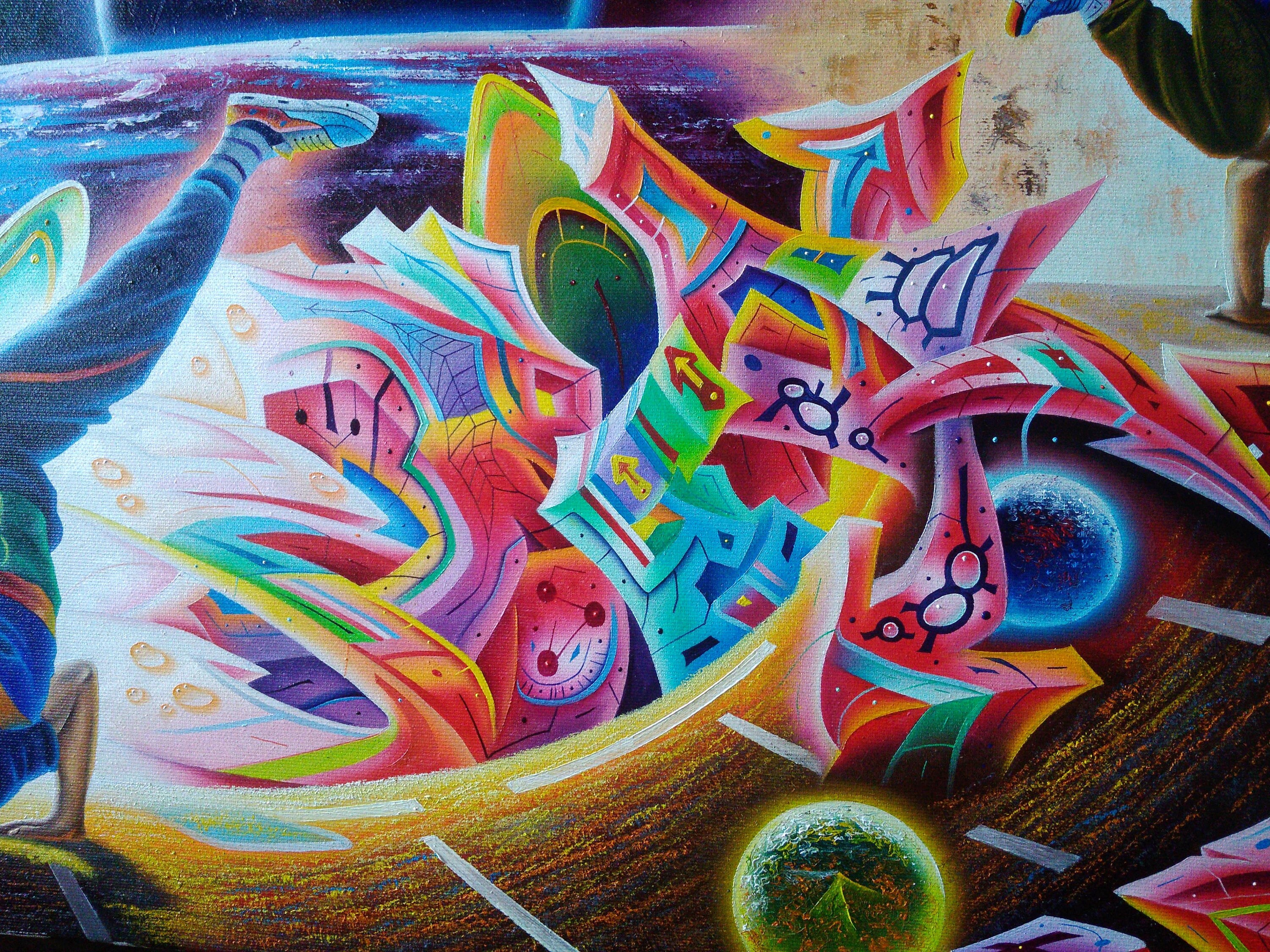 Breakdance Oil Painting: Graffiti Art, Fantasy Space Scene - Etsy
