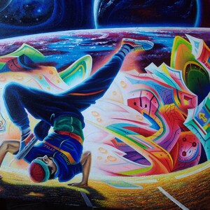 Breakdance Oil Painting: Graffiti Art, Fantasy Space Scene - Etsy