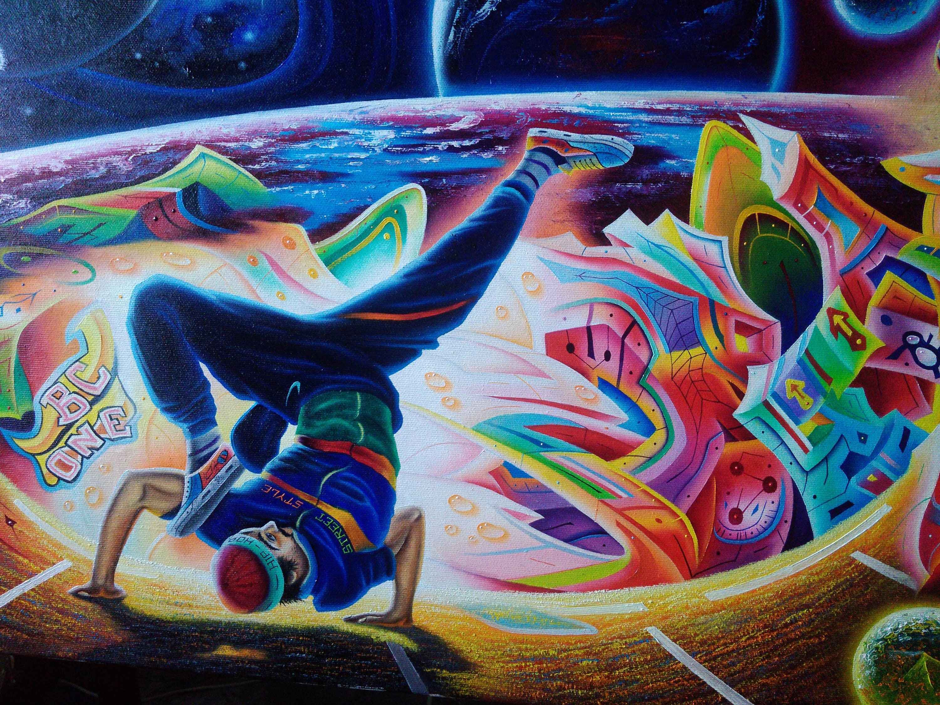 Graffiti Art Oil Painting Space Painting a Fantastic Plot | Etsy