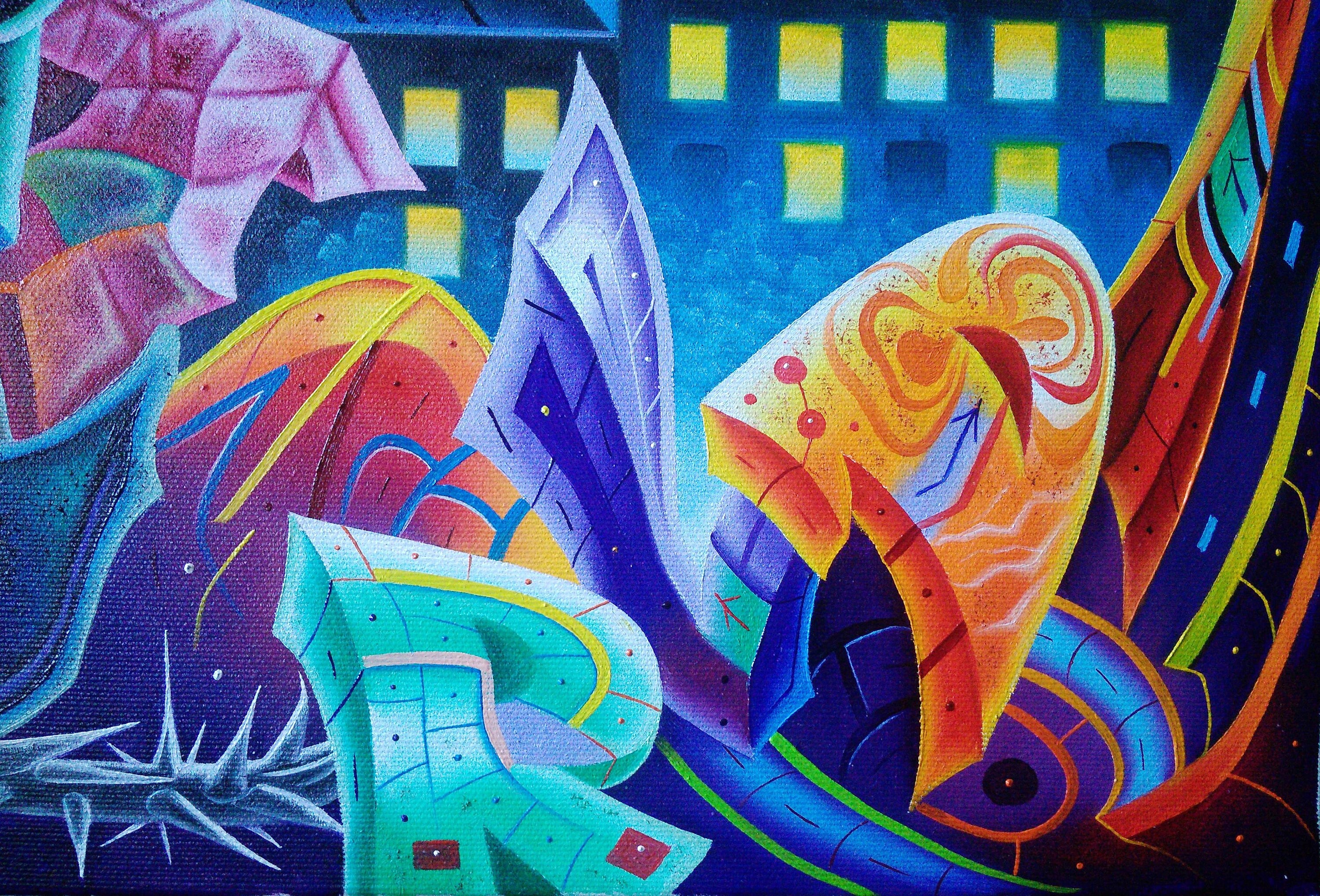 Oil Painting Graffiti Art 1 Space Painting a Fantastic Plot | Etsy