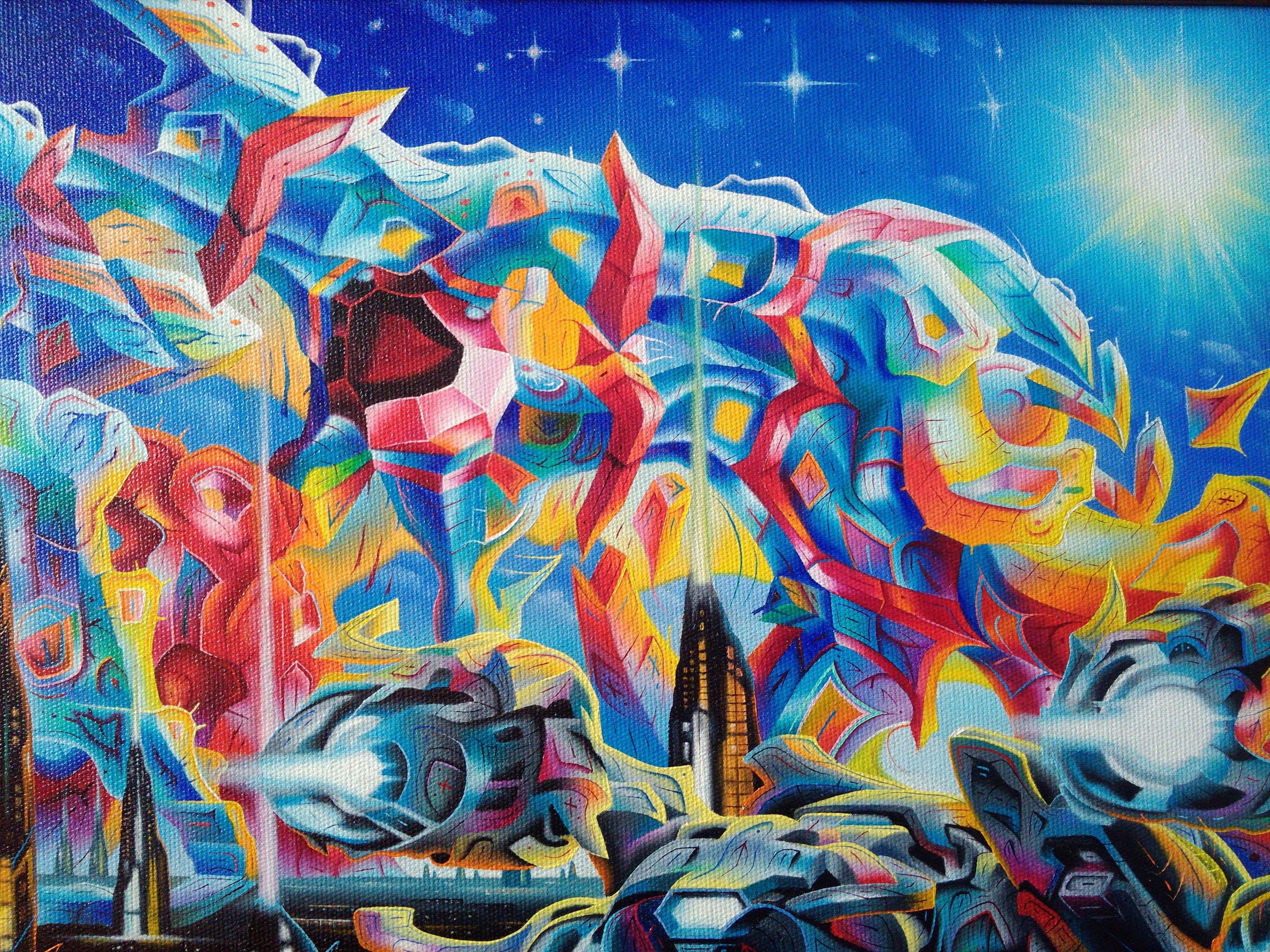 Oil Painting Graffiti Art Space Painting a Fantastic Plot | Etsy