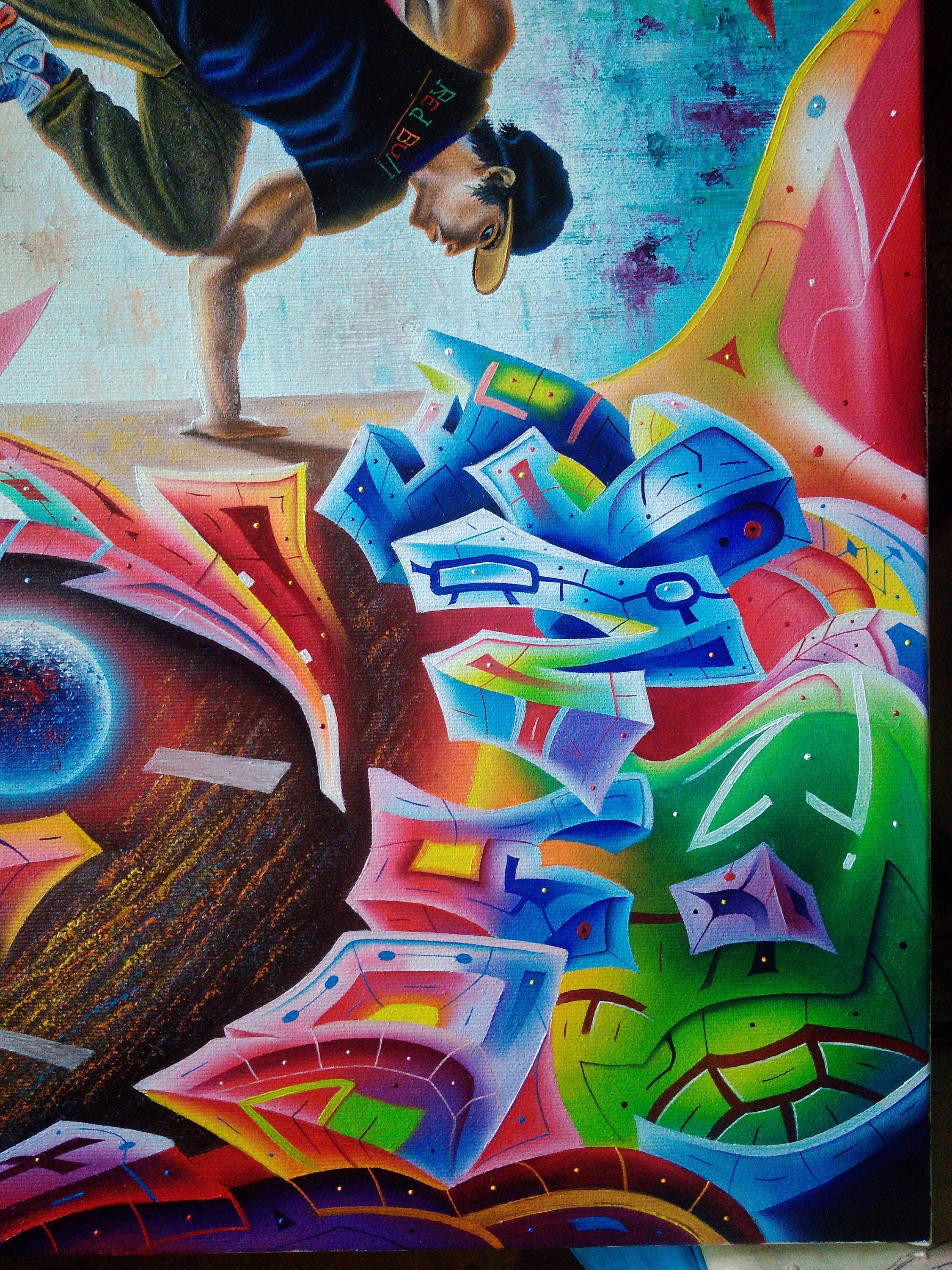 Breakdance Oil Painting: Graffiti Art, Fantasy Space Scene - Etsy