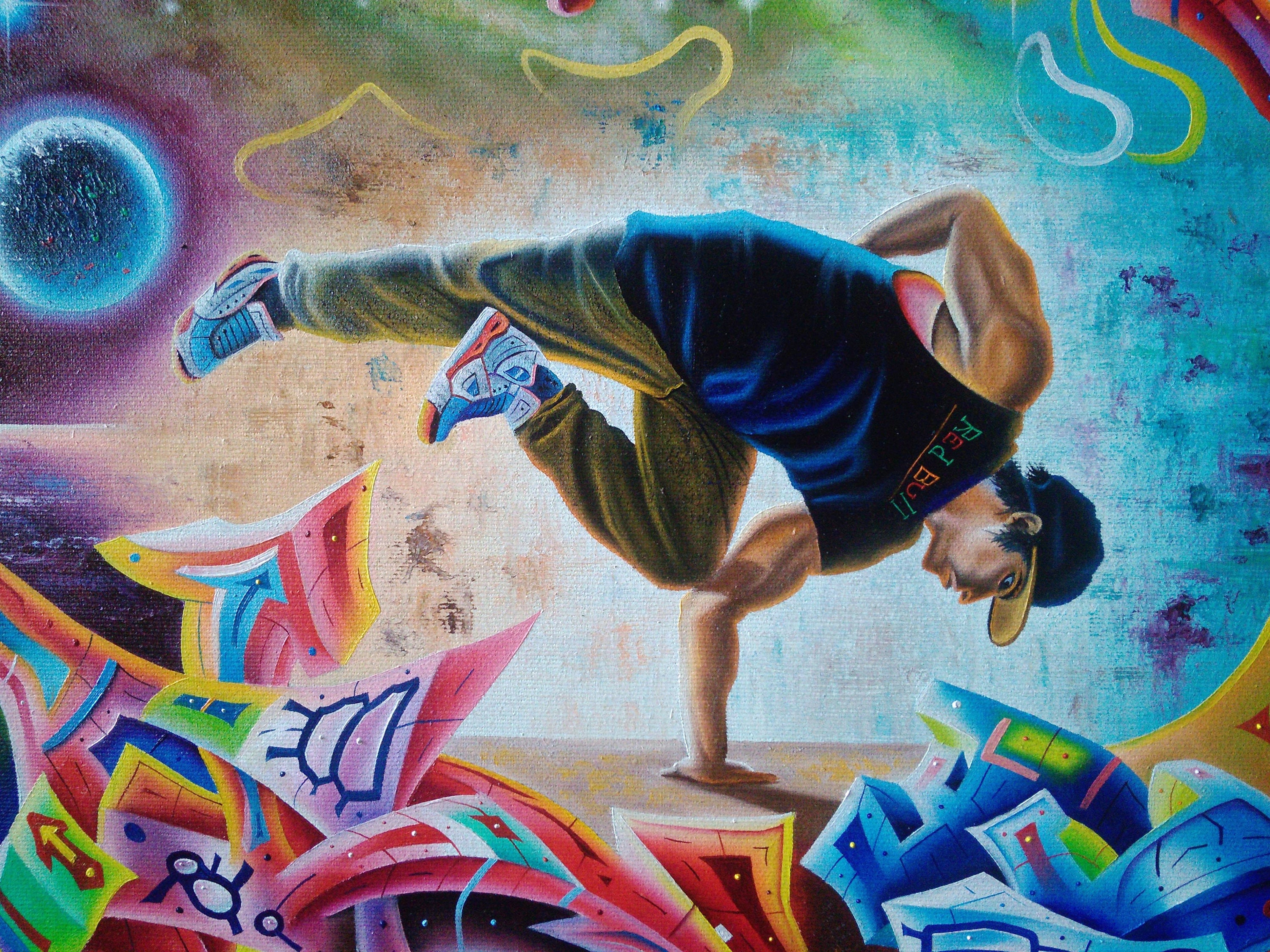 Graffiti Art Oil Painting Space Painting a Fantastic Plot | Etsy