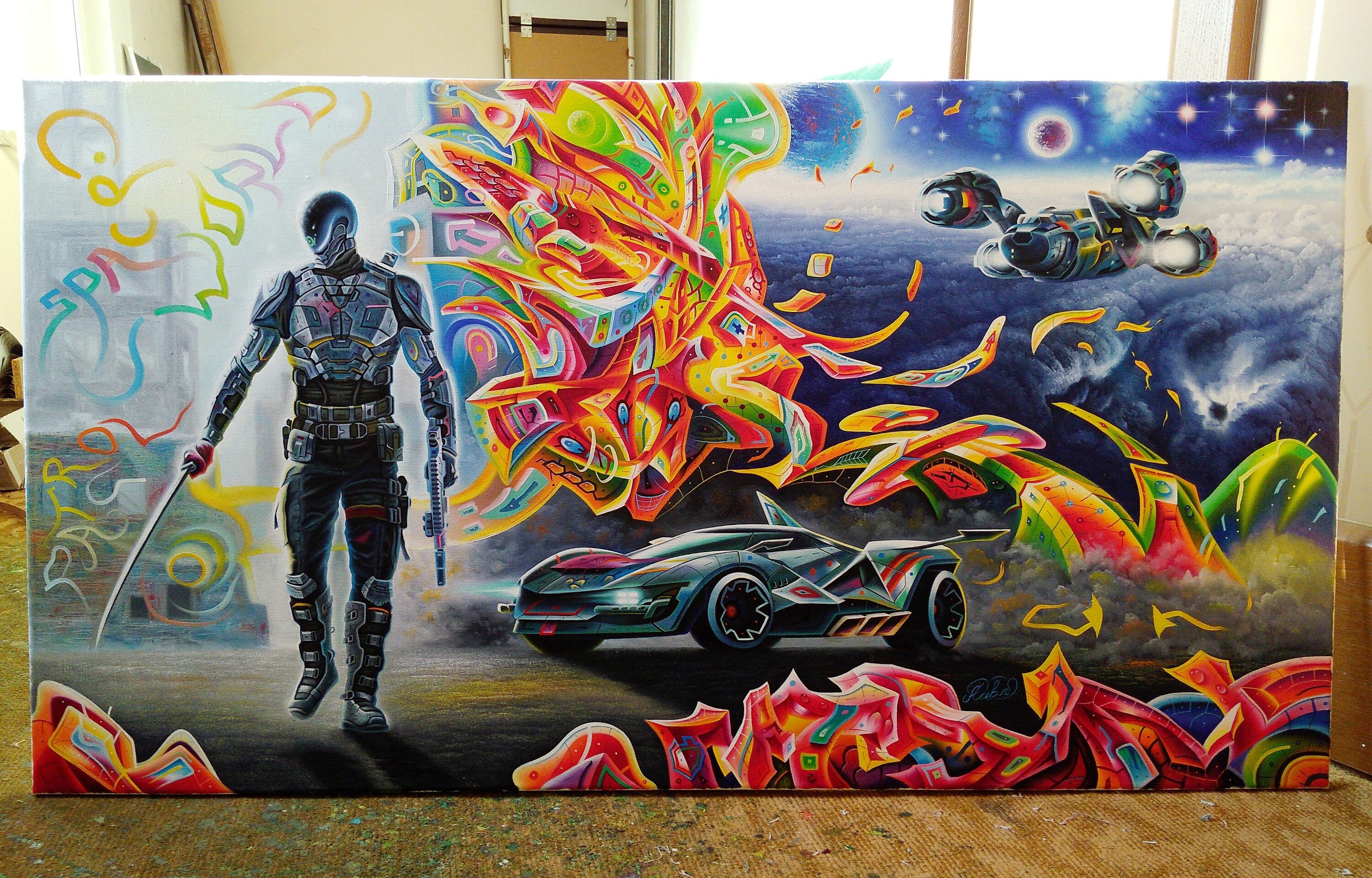 Oil Painting Graffiti Art Space Painting a Fantastic Plot | Etsy