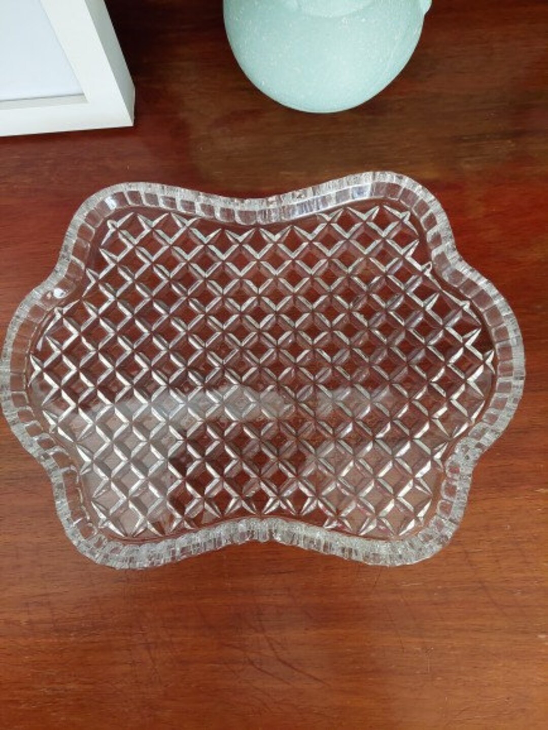 Vintage Lead Crystal Vanity Tray, Dressing Table Trinket Tray, Glamour ...