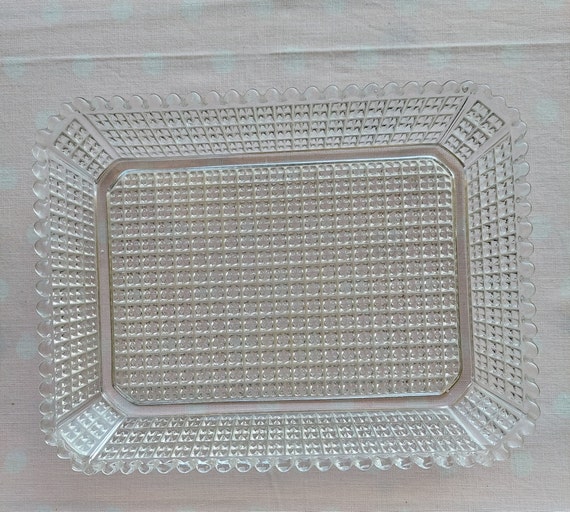 Glass tray, vintage tray, 1980's tray, vanity tray, t… - Gem