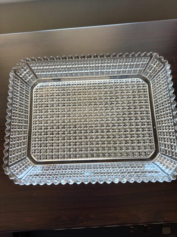 Glass tray, vintage tray, 1980's tray, vanity tray, t… - Gem